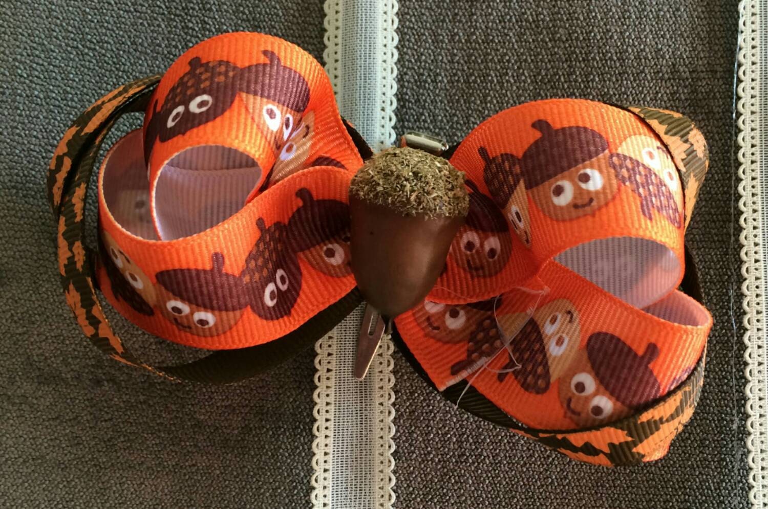 Autumn Acorn Hair Bow on Headband or Hair by WhimsyAndWildflowers