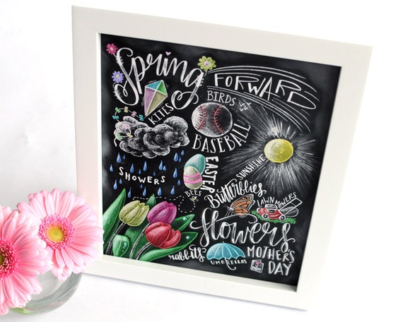 Spring Decor Spring Sign Spring Art Chalkboard Art by TheWhiteLime