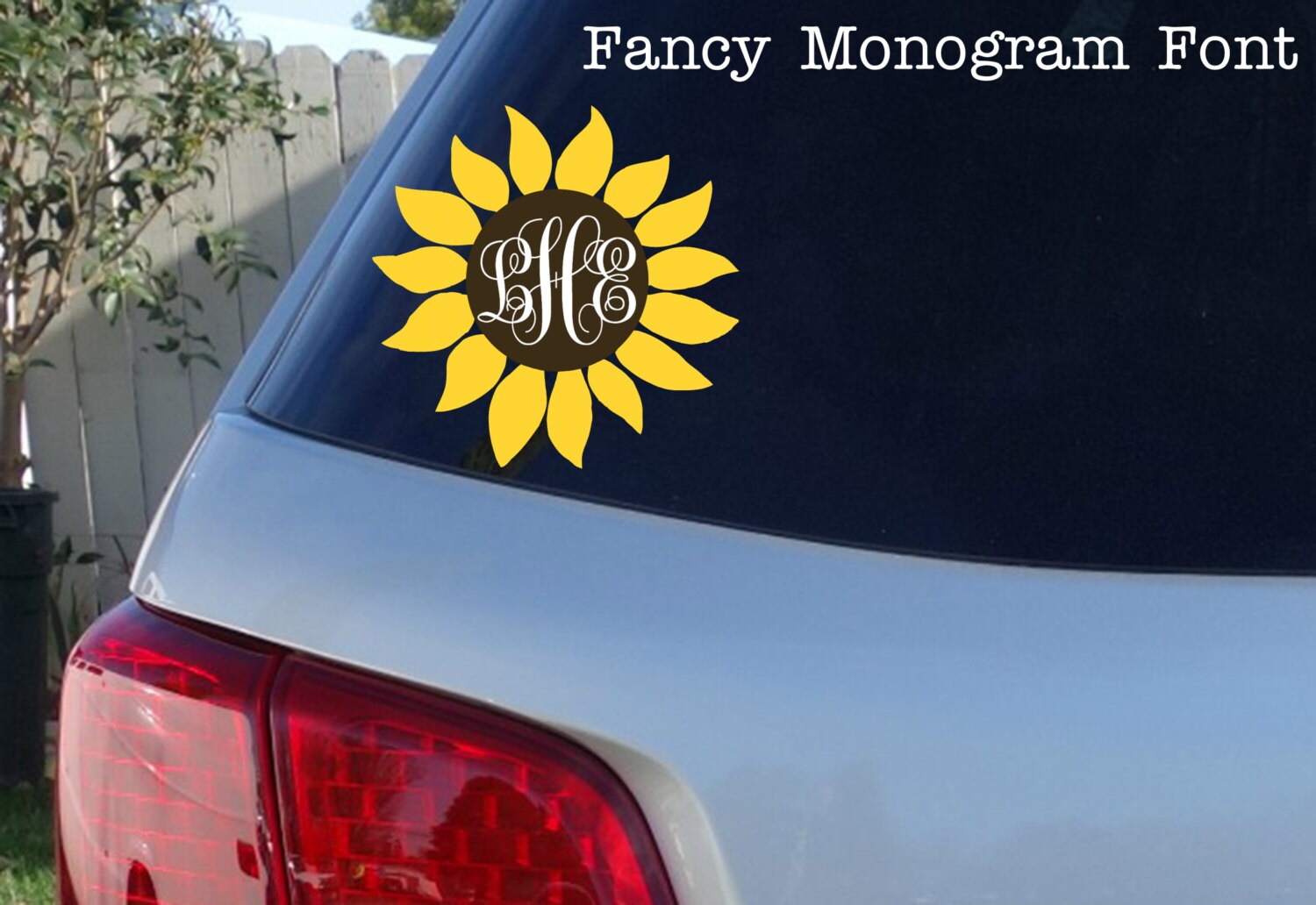 Sunflower Monogram Car Window Decal Initials by JensVinylDecals
