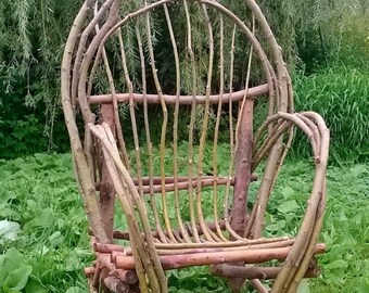 Items similar to Plan Rustic Twig Bent Willow Chair Adult Size How to ...