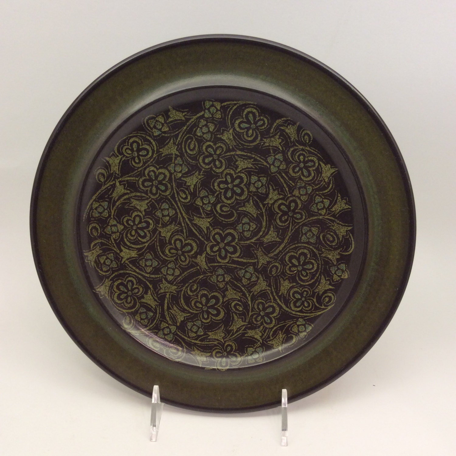 Franciscan Madeira Dinner Plate – Dark Chocolate Brown Plate with Green ...