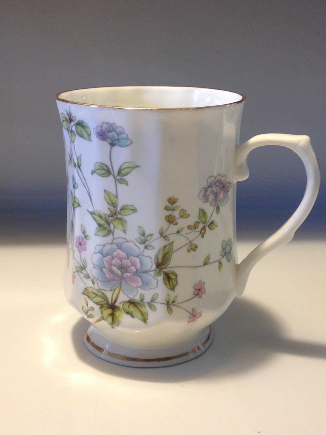 Hitkari Bone China Coffee Cup Pastel Peony Design Gold Trim Made in ...