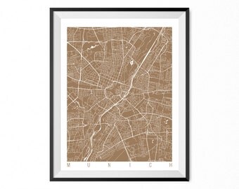 Munich Map Germany Poster Print Black and White