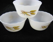 Vintage Fire-King oven ware 6 oz custard bowl wheat pattern