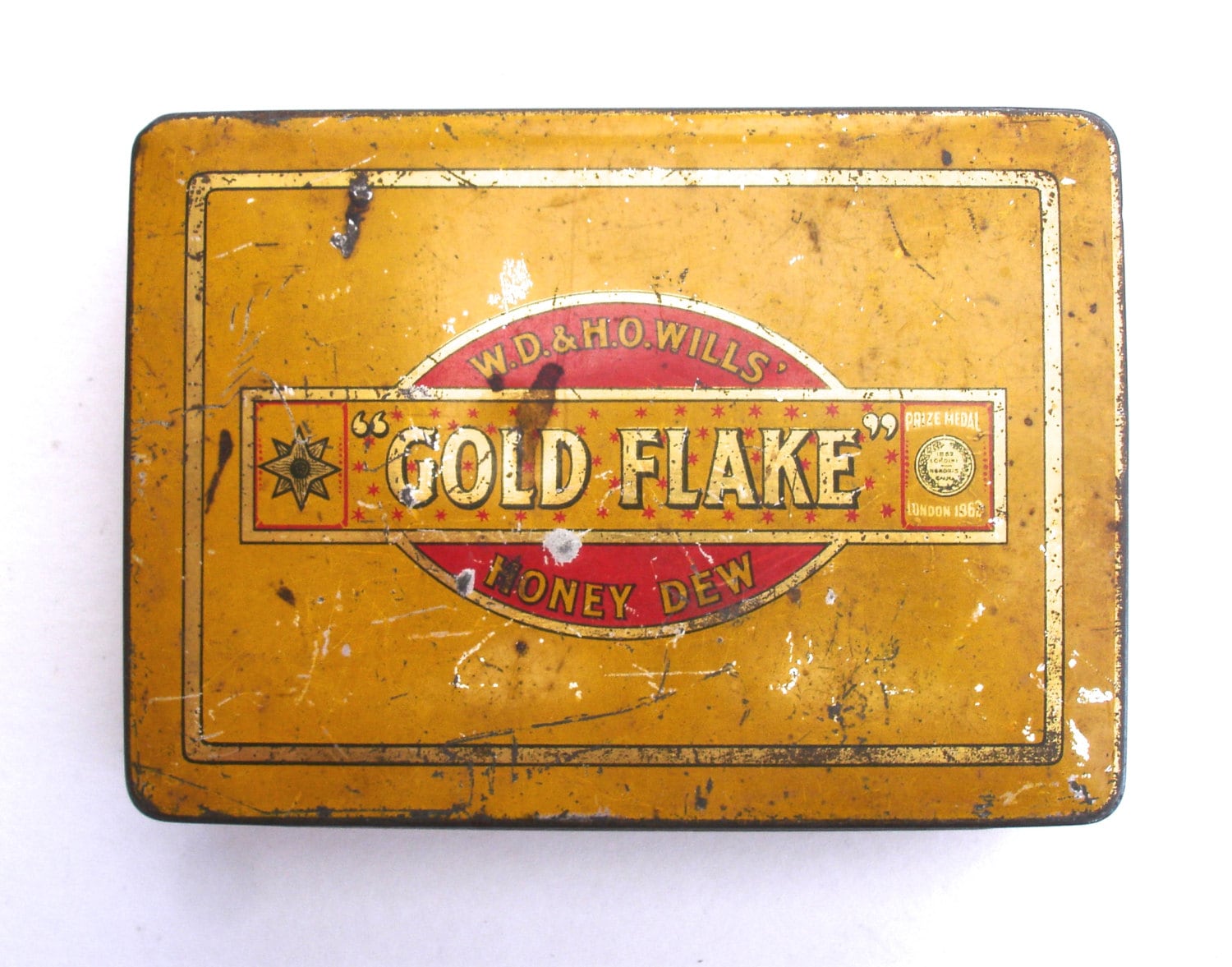 1960s Vintage Cigarette Tin Gold Flake Cigarettes Virginia