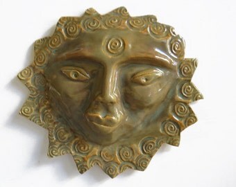 Sun Ceramic Pottery Sun wall Decor Yellow wall by acosmicmermaid