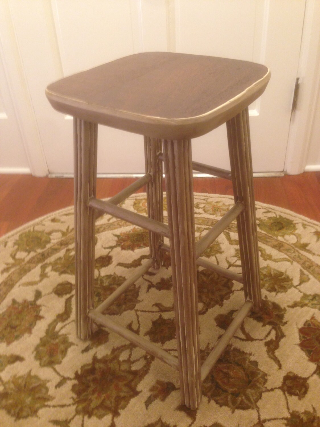 Square Top Country Oak Stool with Handpainted Legs – Haute Juice
