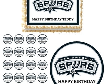 San Antonio Spurs Edible Birthday Party Cake & Cupcake Topper ...