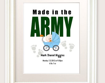 Military Birth Announcement, Army Baby Boy, 8 x 10 Personalized Ready ...