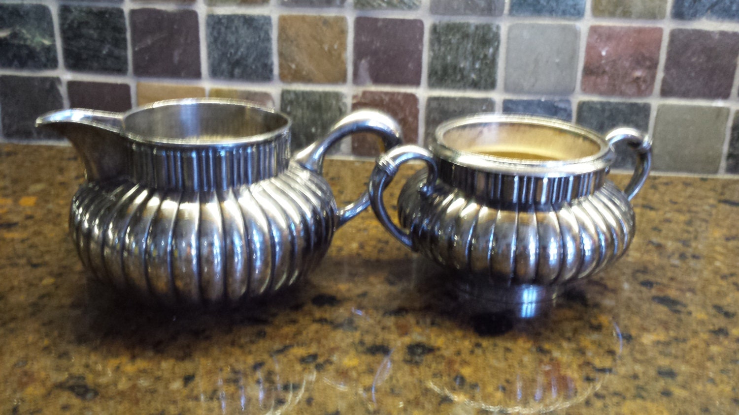 Vintage MERIDEN Quadruple Silver Plate Creamer and Sugar Bowl Set ...