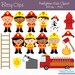 Firefighter Kids Digital Art Set Clipart Commercial Use Clip