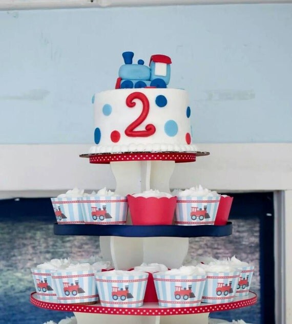 Handmade Edible Fondant Train Cake Topper Set by dallas2001