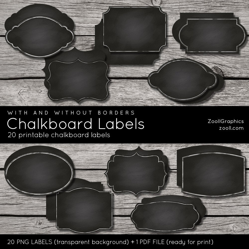 Chalkboard Labels With And Without Borders Printable 20 png