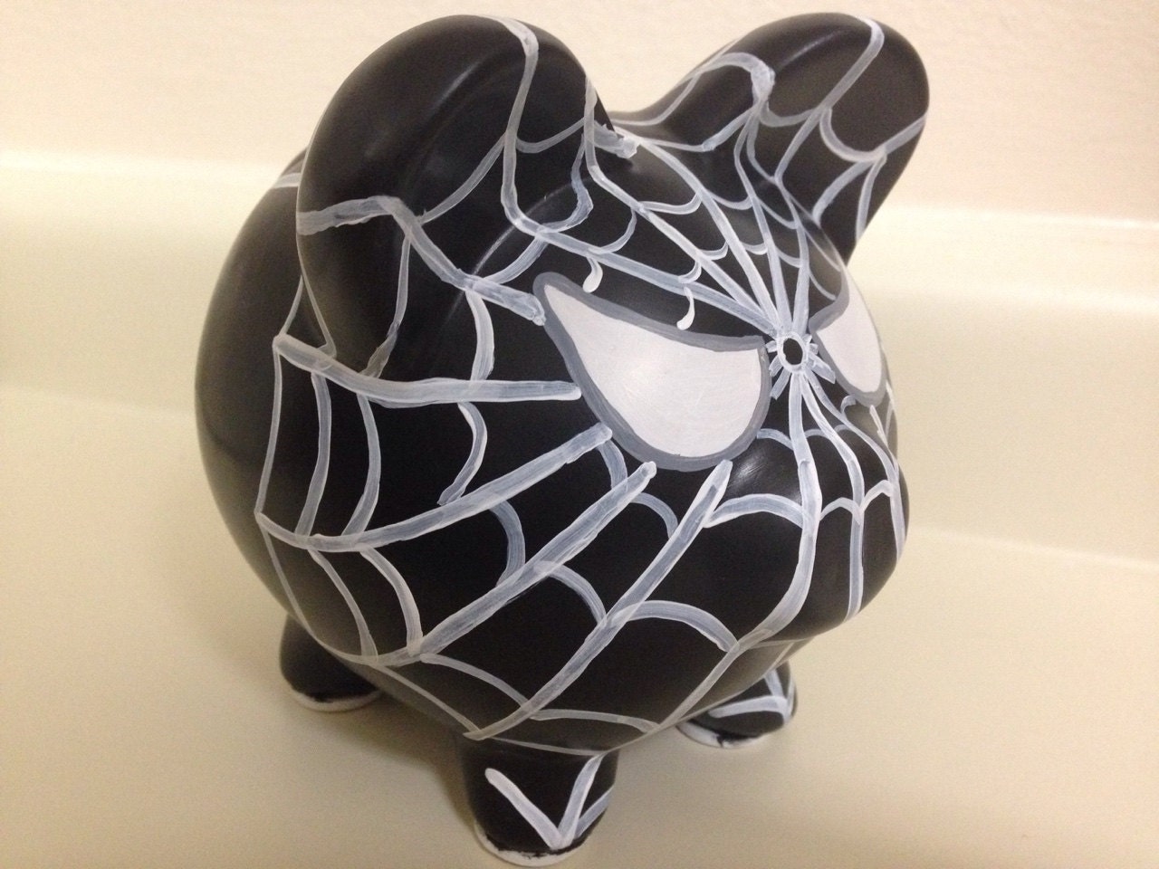 Venom Spider-Man Painted Ceramic Piggy Bank Medium
