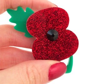 Unique poppy brooch related items | Etsy