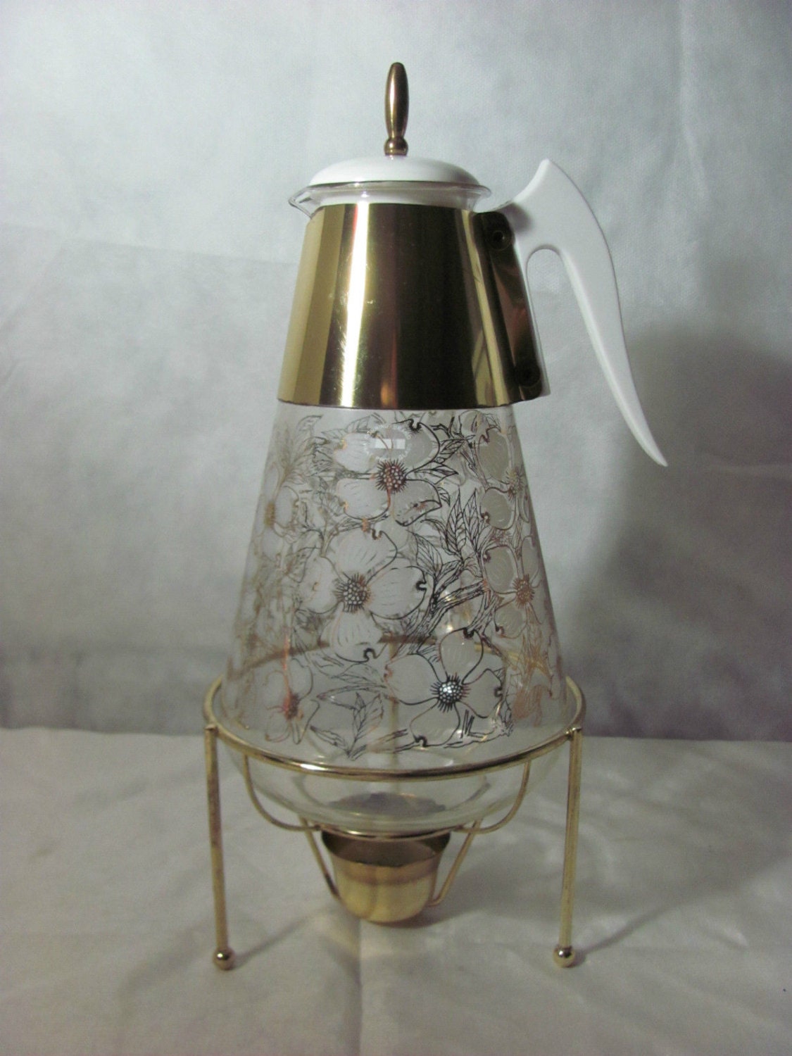 Fred Press Dogwood Atomic Coffee Carafe With Tripod Wire Warmer Stand ...