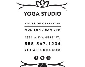 Vinyl business Hours sign for your store front window