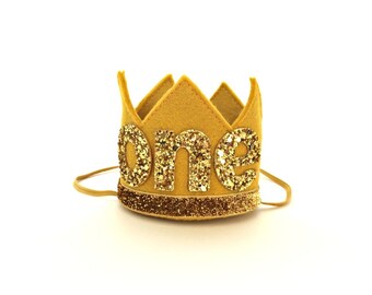 Ready to Ship Golden Birthday Crown Headband Gold First Birthday Cake ...