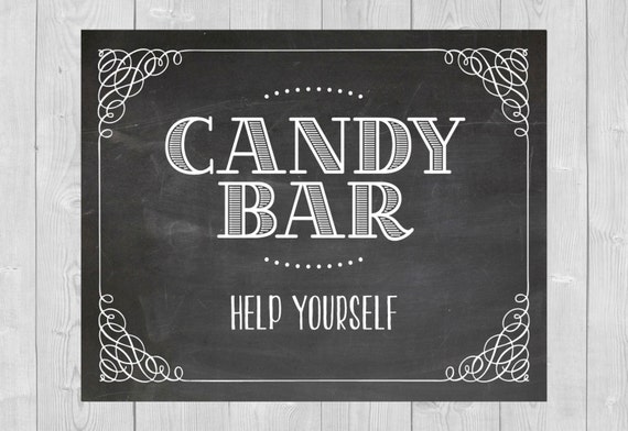 Printable Candy Bar Help Yourself Chalkboard Wedding Sign
