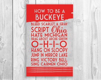 Ohio State Art Print, Buckeye Quote Poster Sign, Buckeye Football Decor ...