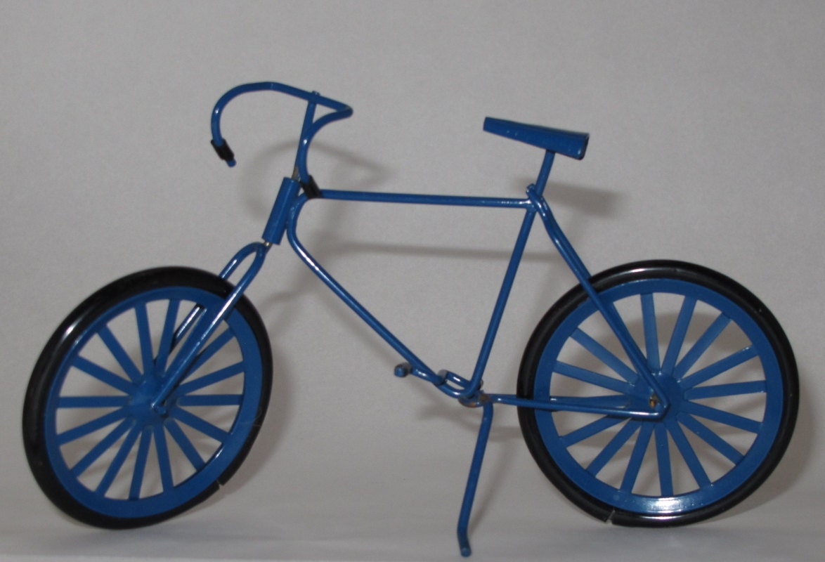 Vintage 1980s Miniature Metal Blue Bicycle Perfect for Dollhouse Doll ...
