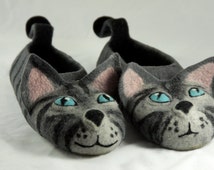 Unique cat slippers related items | Etsy