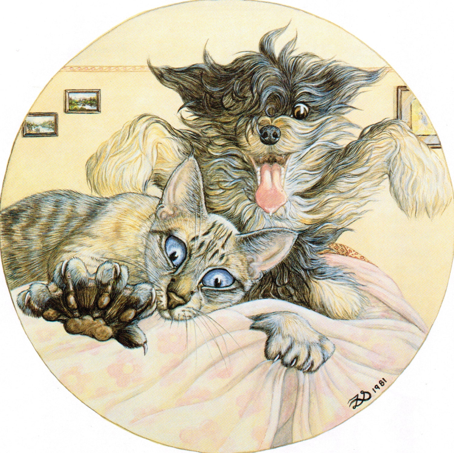 Funny Cat Art Print by Zoe Stokes Original by Victorianaprint