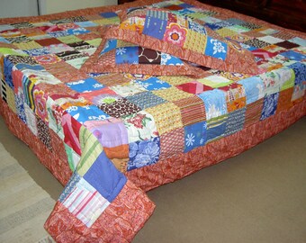 Handmade Quilt Set King Size 100”x 100” (Inches) Hand Quilted Patchwork ...
