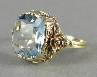 STUNNING Belle Epoque Edwardian aquamarine engagement ring, antique ...