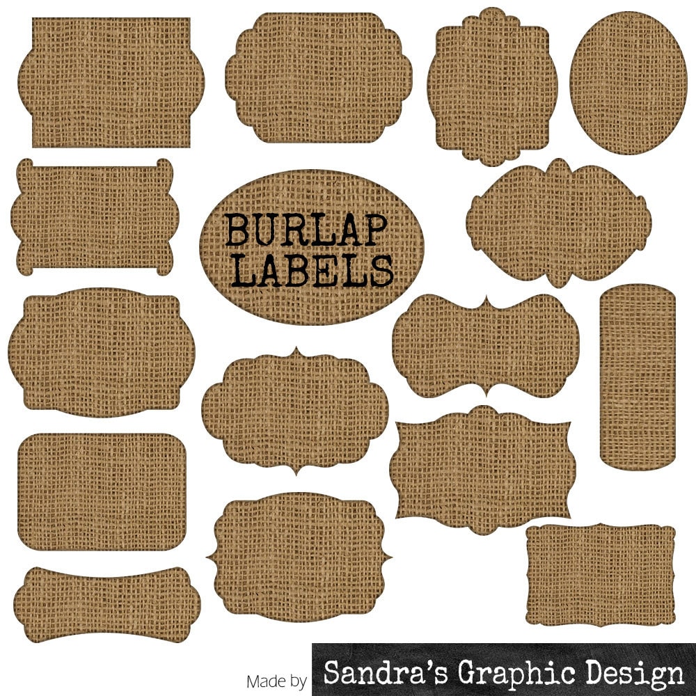 Tags clip art: “BURLAP TAGS” with 16 burlap tags clipart 300 dpi PNG ...