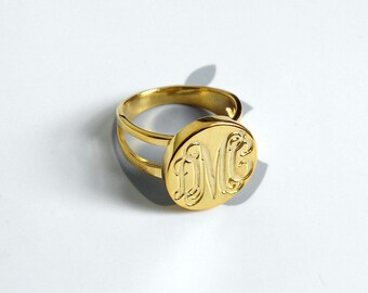 Engraved Monogrammed RingGold Monogram RingPersonalized Name
