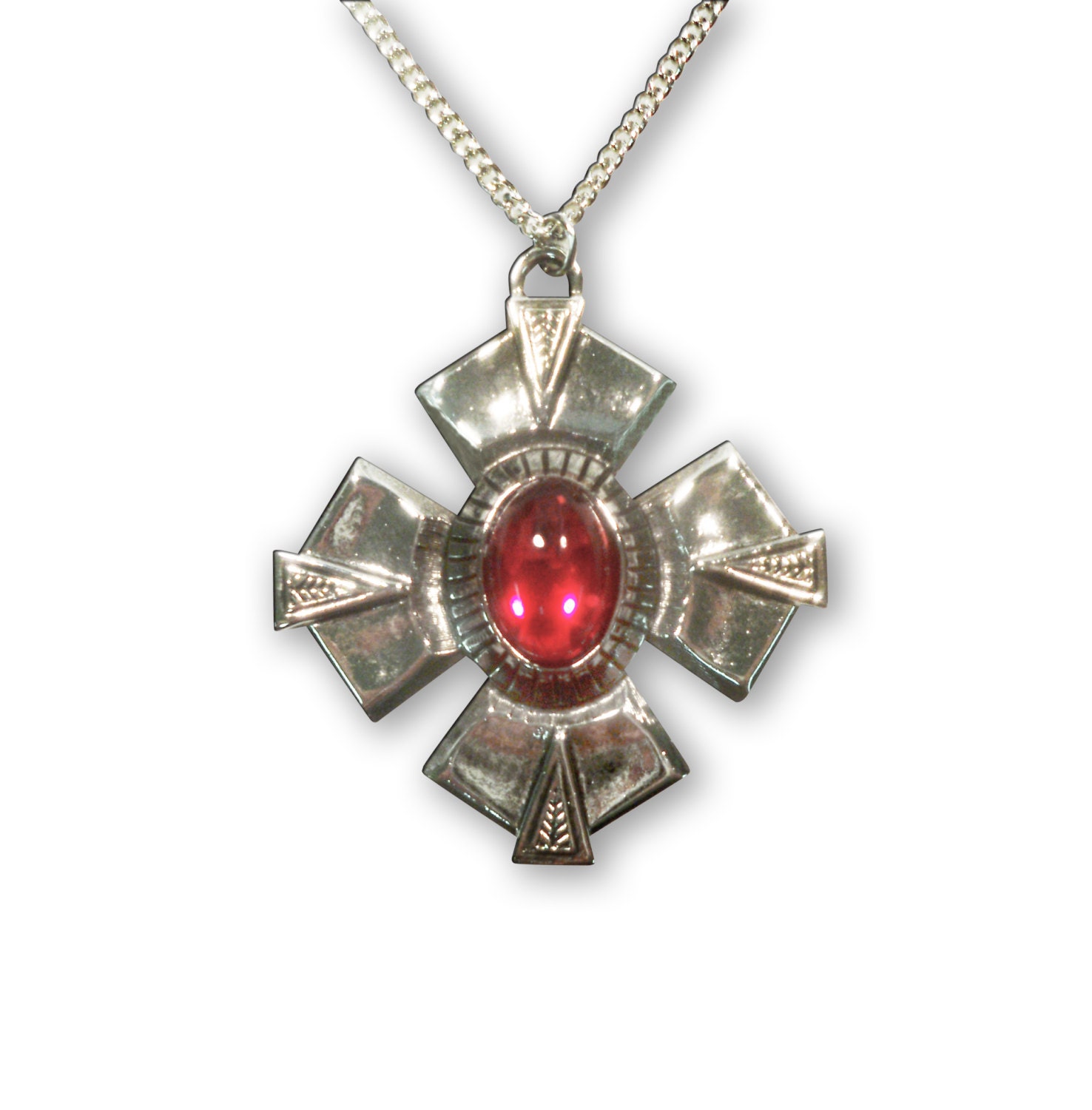 Medallion Cross Medieval Renaissance Pewter by RealMetalJewelry