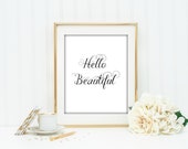 Items similar to Printable Hello Beautiful, Calligraphy Font ...