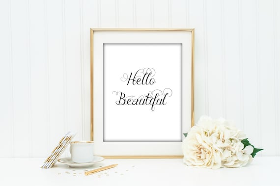 Items similar to Printable Hello Beautiful, Calligraphy Font ...