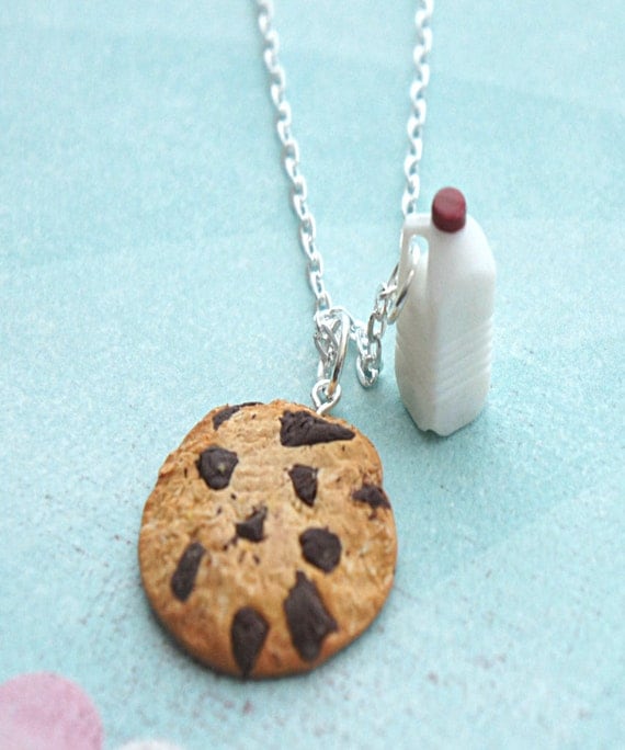 cookie and milk necklace-food necklace food by jazlenecollection