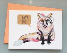Popular items for fox thank you card on Etsy