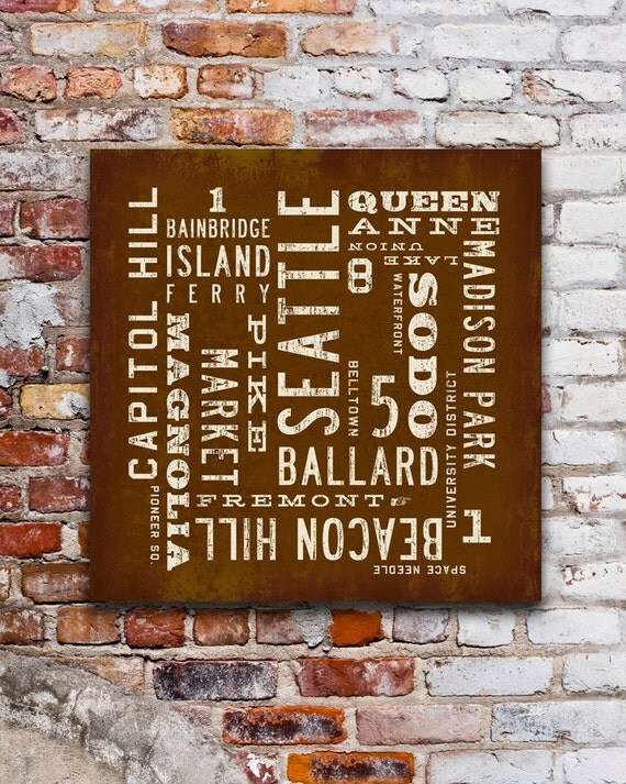 SEATTLE Art Subway Art Seattle Poster Hipster Art Seattle