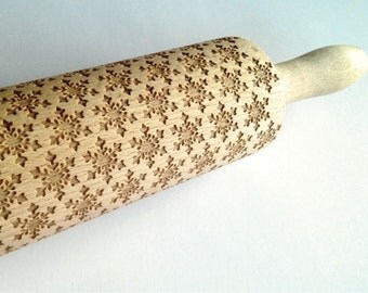 Snowflake Embossing Rolling Pin. SNOWFLAKE pattern. by DoughRoller