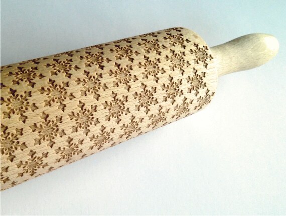 LET IT SNOW Embossing Rolling Pin. Snowflake by DoughRoller