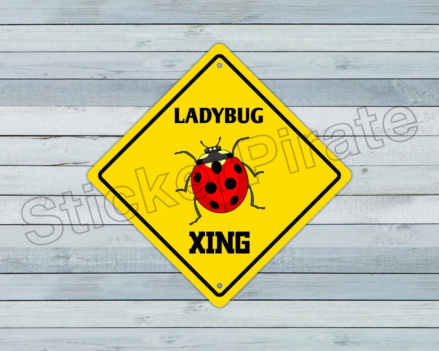 Ladybug Crossing 12 x 12 Aluminum Novelty Sign