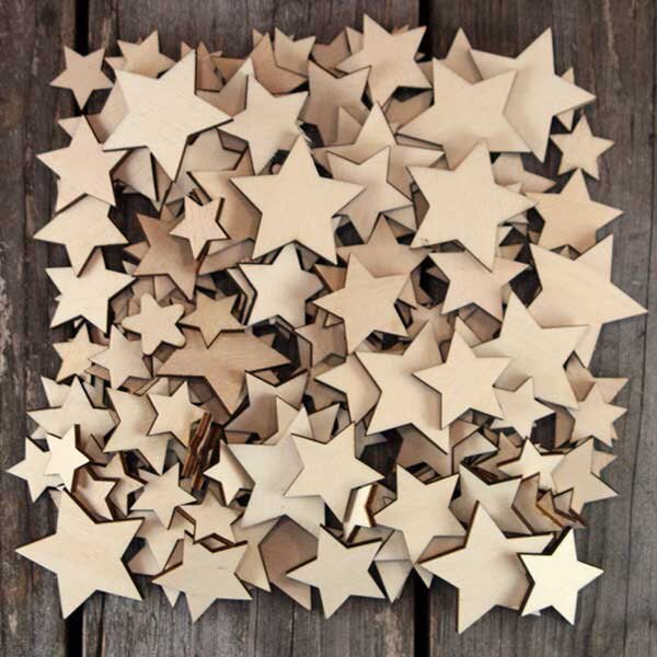 Over 100 Small Plain Wooden Pointed Stars Craft by UKInfinite