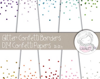 Gold Glitter Confetti Borders Clip Art. Glitter Borders and