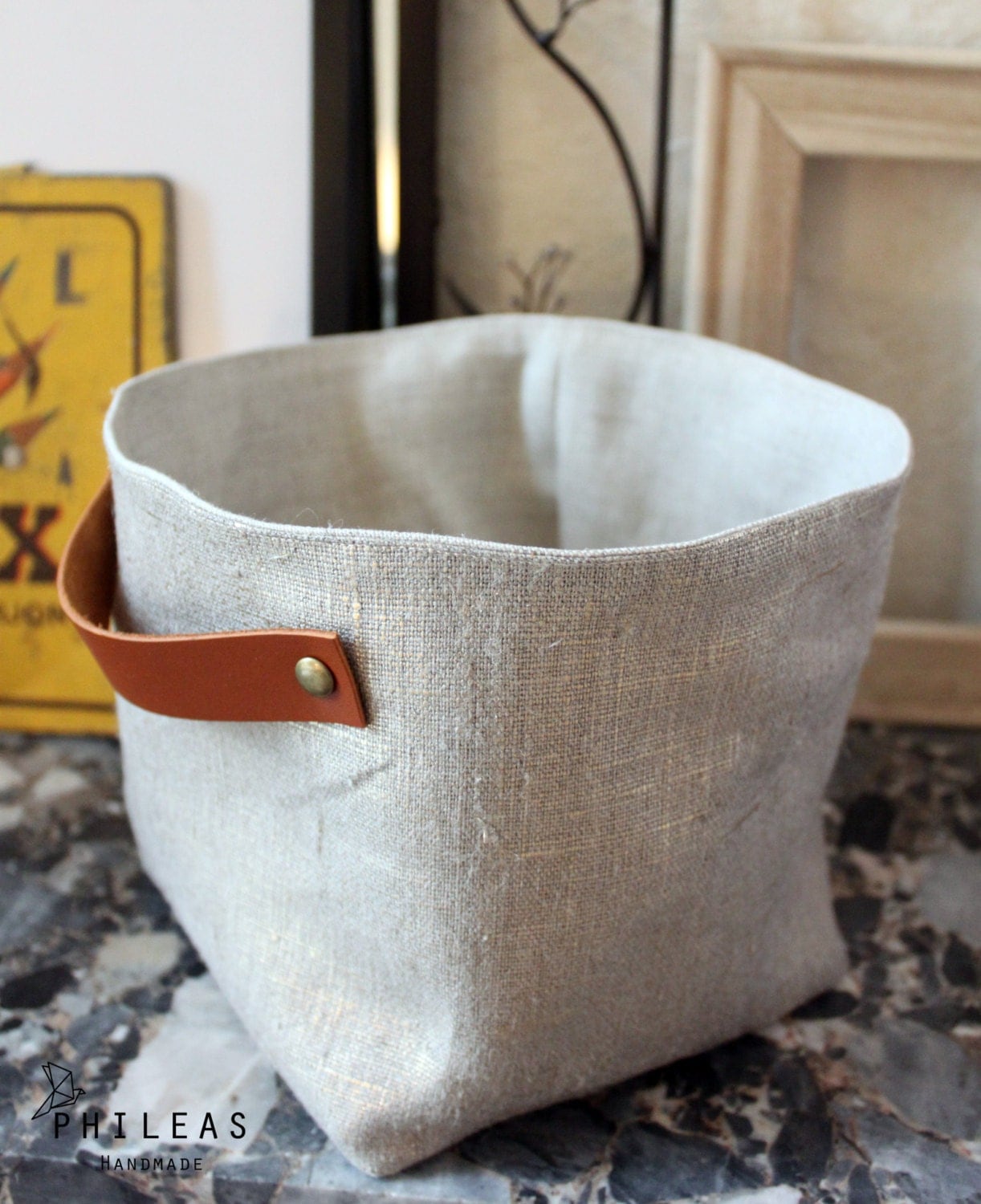 The large Linen Box large box basket storage or plant pot