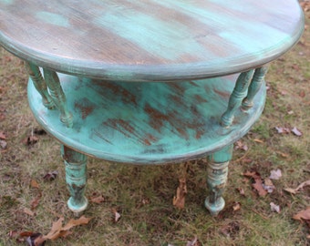 Distressed teal coffee table, completely refurbished. Shabby chic at it ...