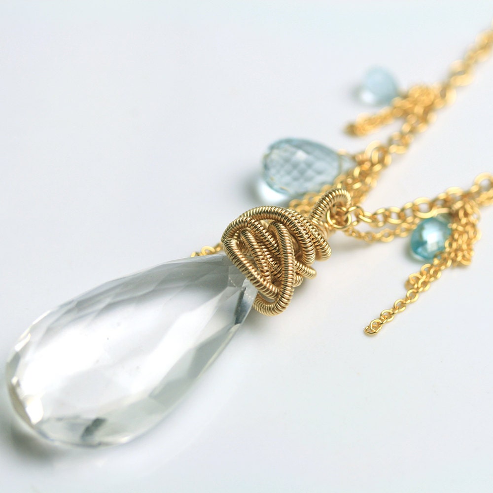 Rock Crystal Quartz Wrapped in Coils with by fussjewelry on Etsy