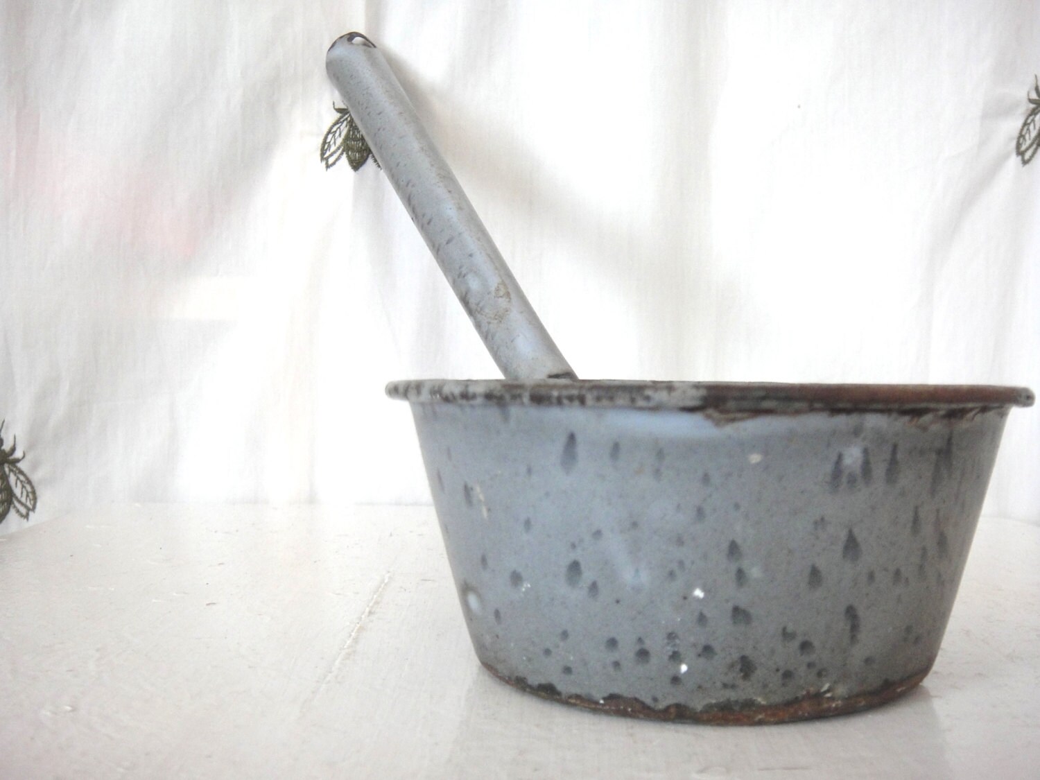 NOW ON SALE! Vintage Grey Enamelware Granite ware Ladle Dipper ...