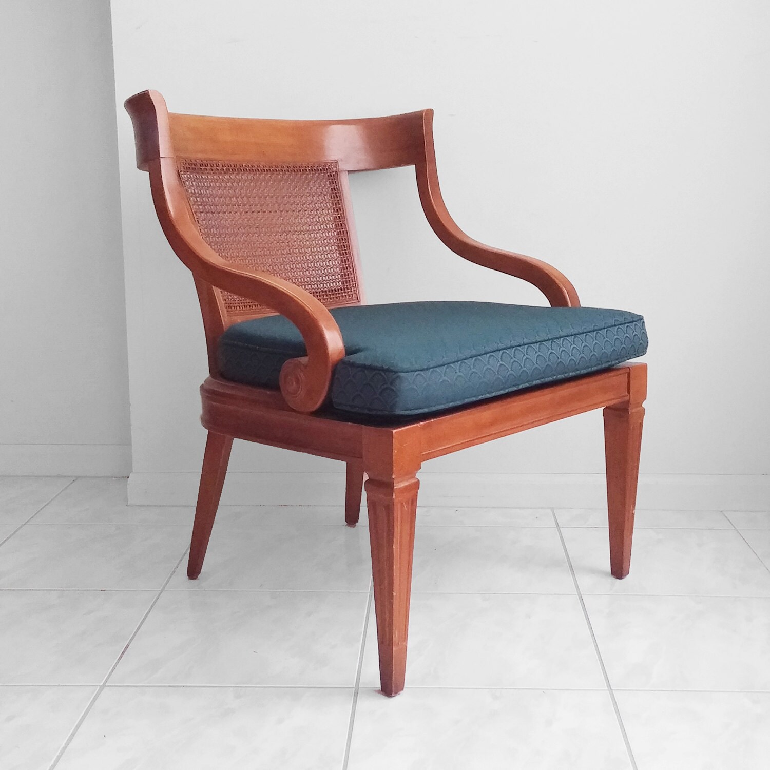 mid century MODERN cane back scroll arm slipper chair – Haute Juice