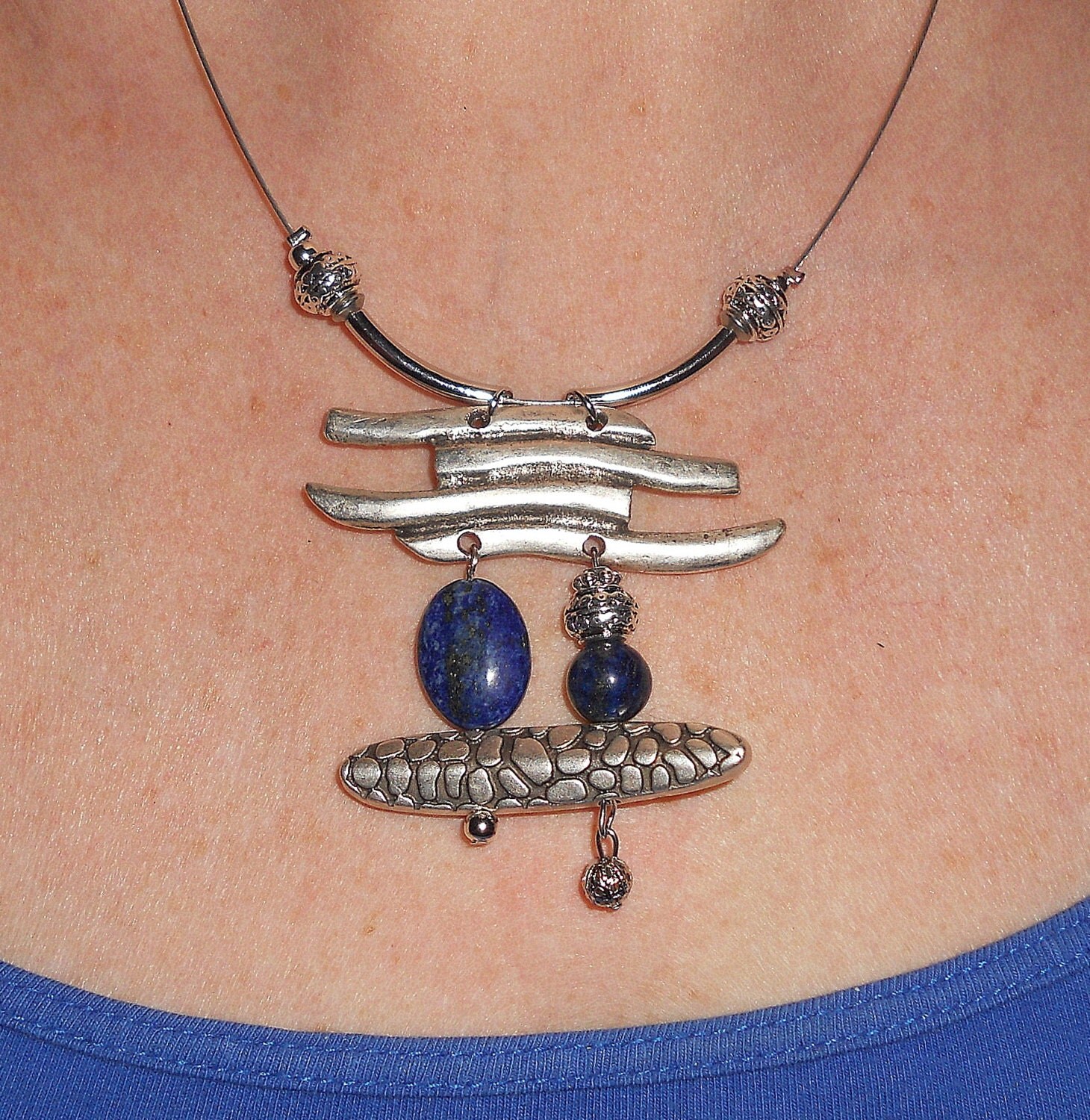 Abstract necklace asymmetric necklace metal jewelry