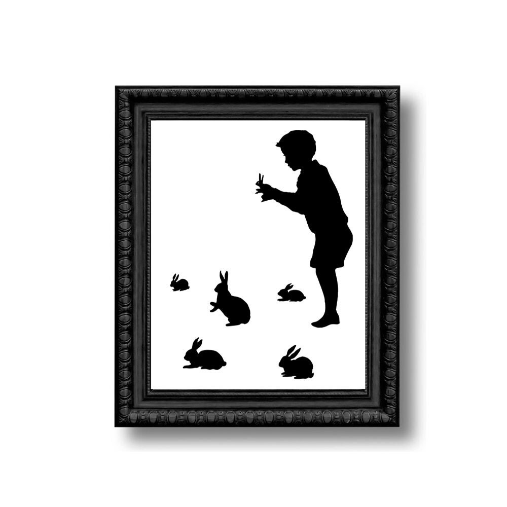 Rabbit Shadow Puppet Silhouette Print Black by thelittlechickadee