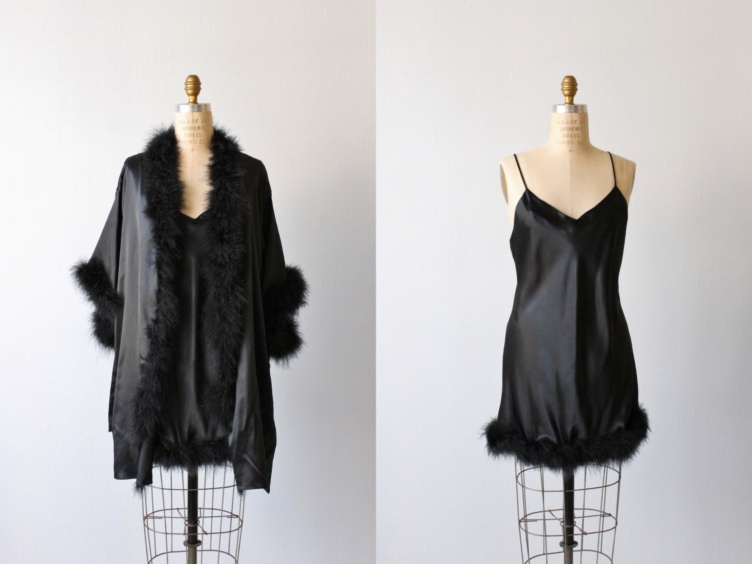 Peignoir Set / Bridal Lingerie / Negligee / Marabou Feathers